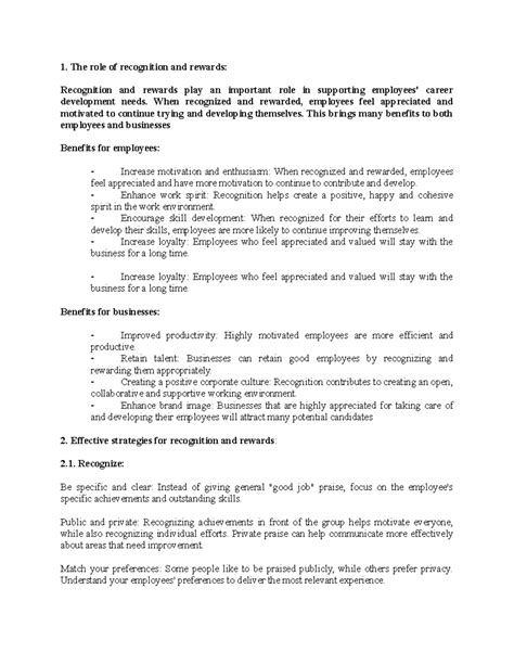 Recognition And Rewards The Role Of Recognition And Rewards Recognition And Rewards Play An