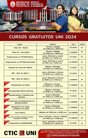 Uni Anuncia Cursos Gratuitos Estas Son Las Materias Disponibles Horarios El Link De La