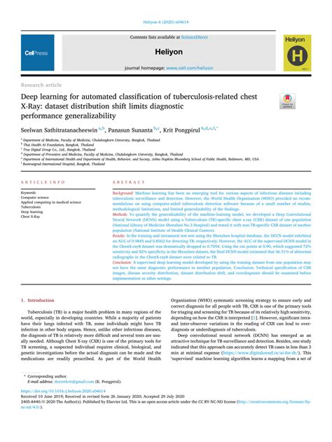 Pdf Deep Learning For Automated Classification Of Tuberculosis Related Chest X Ray Dataset