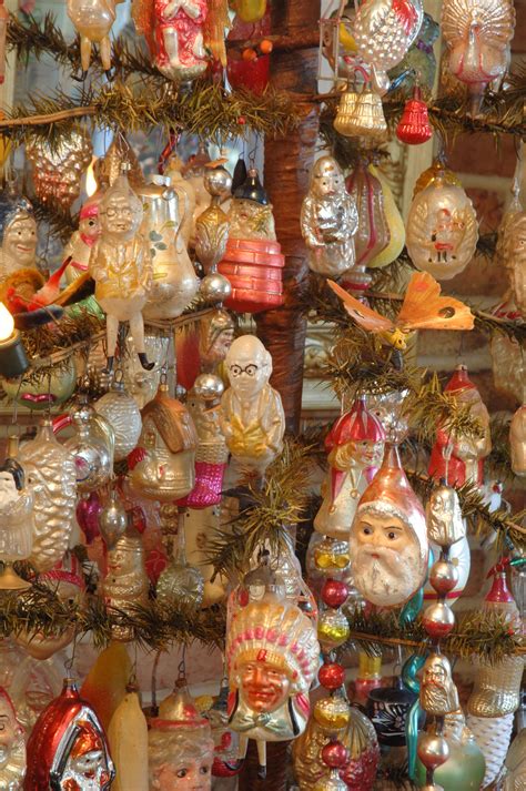 Antique Glass Ornaments Golden Golden Vintage Christmas Antique