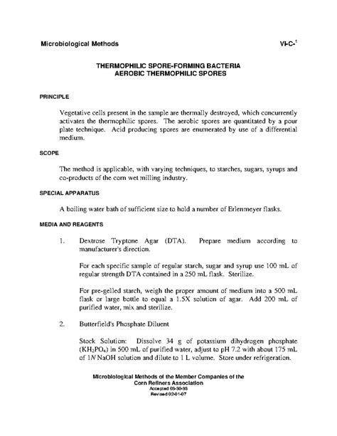 Thermophilic Spore Forming Bacteria Aerobic Thermophilic Spores Microbiological Methods Of The