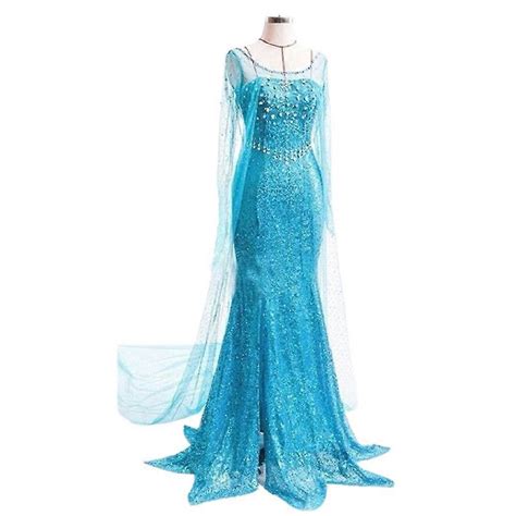 Princess Elsa Dress Women Cosplay Party Dress Fancy Dress Up Halloween