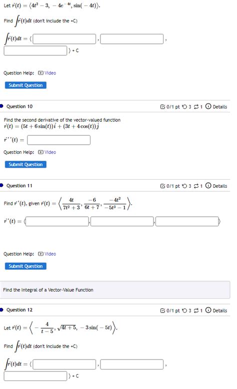 Solved Let R˙ T 4t2−3 −4e−4t Sin −4t Find ∫r˙ T Dt