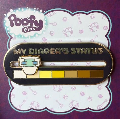 My Diaper Status Slider Pin Abdl Kink Agere Poofy Pins Etsy