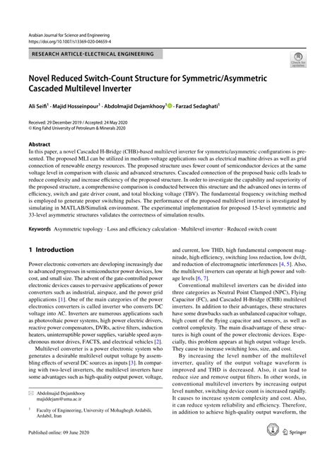 Pdf Novel Reduced Switch Count Structure For Symmetricasymmetric