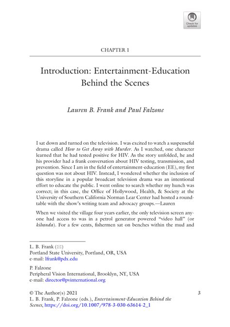 Pdf Introduction Entertainment Education Behind The Scenes