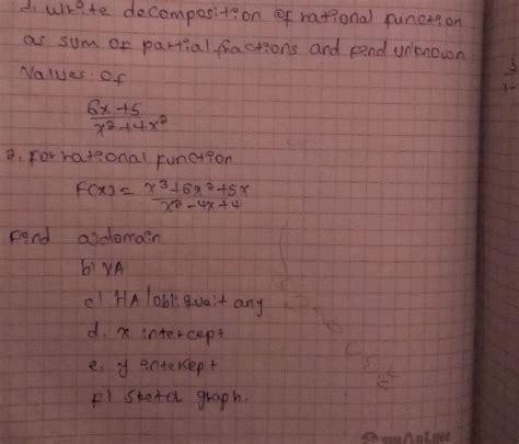 1 Write Decomposition Of Rational Function As Sum Of Partial Fractions And Find Unknown Values