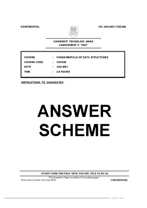 TEST CSC JUN ANS DO NOT TURN THIS PAGE UNTIL YOU ARE TOLD TO DO SO This Question Paper