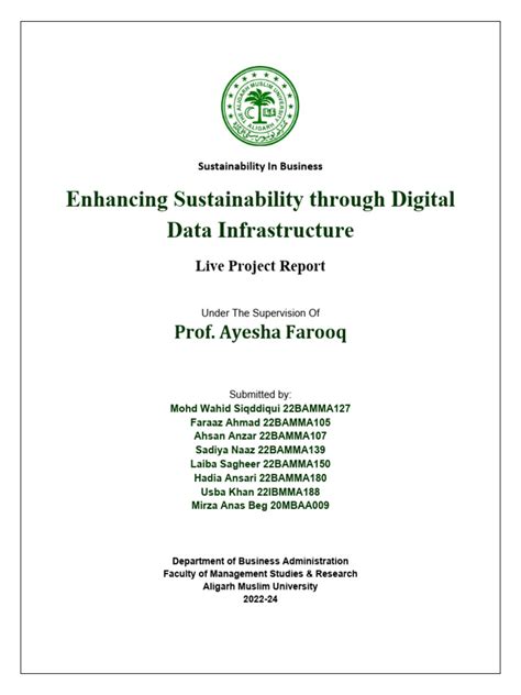 Group 6 Stb Live Project Report Enhancing Sustainability Through Digital Data Infrastructure