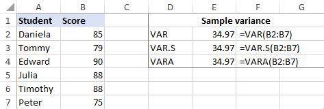 How To Calculate Variance In Excel Sample Population Variance Formula Ablebits Com