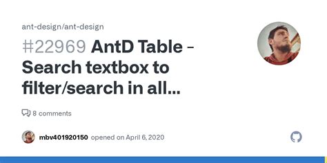 Antd Table Search Textbox To Filtersearch In All Columns · Issue 22969 · Ant Designant