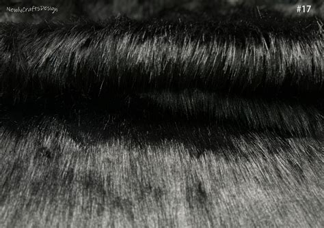 Black Shaggy Faux Fur Fabricluxury Long Pile Furthick Fake Fursoft