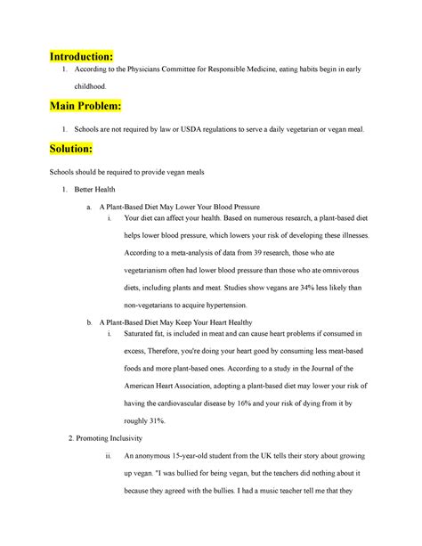 Persuasive Argument Part 1 Introduction According To The Physicians Committee For Responsible