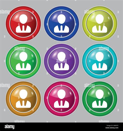 Male Silhouette Icon Sign Symbol On Nine Round Colourful Buttons Vector Stock Vector Image