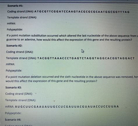 scenario 1 coding strand dna
