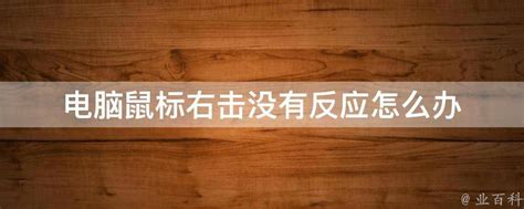 电脑鼠标右击没有反应怎么办 业百科