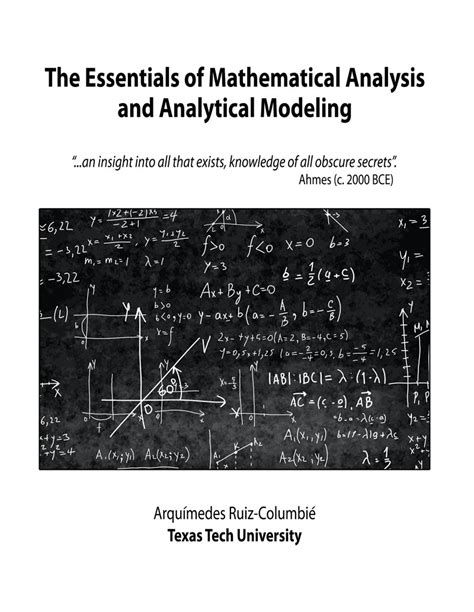 the essentials of mathematical analysis and analytical modeling higher education