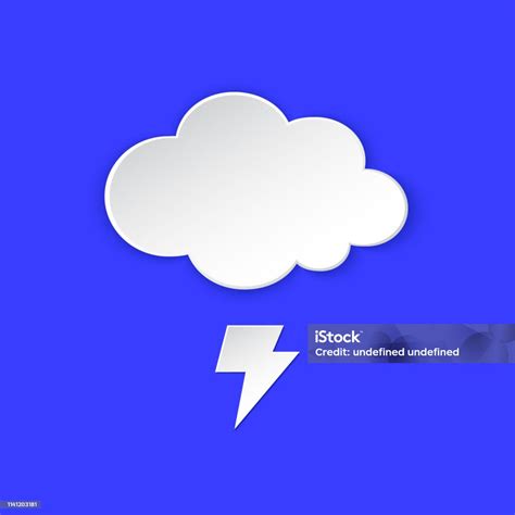 뇌우 날씨 예보 아이콘입니다 번개 볼트 벼 락 및 구름 기호 종이 스타일 기후 날씨 요소입니다 메타 캐스트 보고서 마크 기상 모바일 앱 웹에 대 한 최신 유행 버튼 0명에