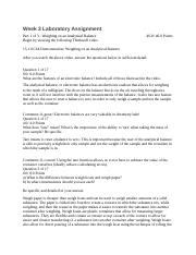 SCIN Week Laboratory Assignment Docx Week Laboratory Assignment Part Of Weighing On