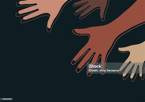 손을 들고 손바닥을 엽니다 자선 자원봉사 사랑 친절 평등 인종 및 사회적 문제의 개념 벡터 일러스트레이션 Charitable Foundation에 대한 스톡 벡터 아트 및