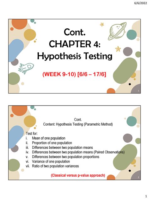 Document Lecture Notes Cont CHAPTER Hypothesis Testing WEEK Cont