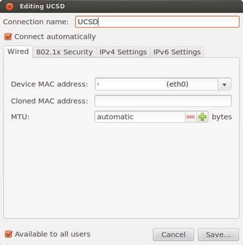 Connecting To The UCSD Network Via Ethernet With Ubuntu Linux