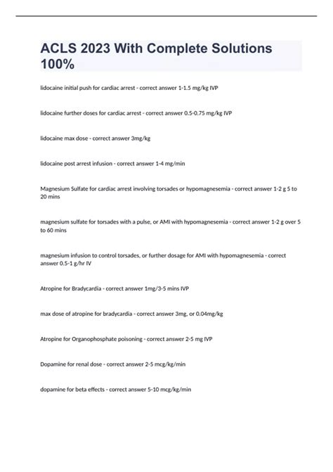ACLS With Complete Solutions Acls Stuvia US