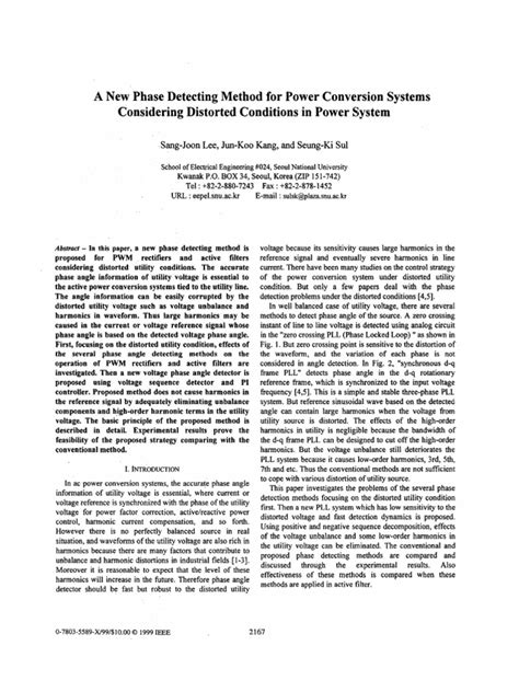 A New Phase Detecting Method For Power Conversion Systems Considering Distorted Conditions In
