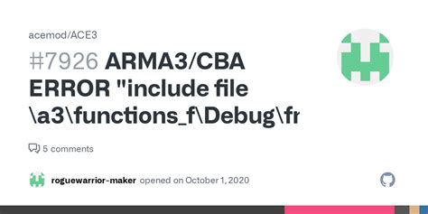 ARMA CBA ERROR Include File A Functions F Debug Fn IsDebugConsoleAllowed Sqf Issue