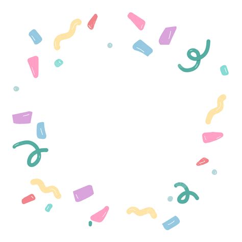 둥 근 오색 종이 일러스트 부스러기 가 있 는 폭죽 삽화 리본 생일 축하 틀 프레임 폭죽 삽화 색종이 축하 Png 색종이 리본 Png 일러스트 및 Psd 이미지 무료