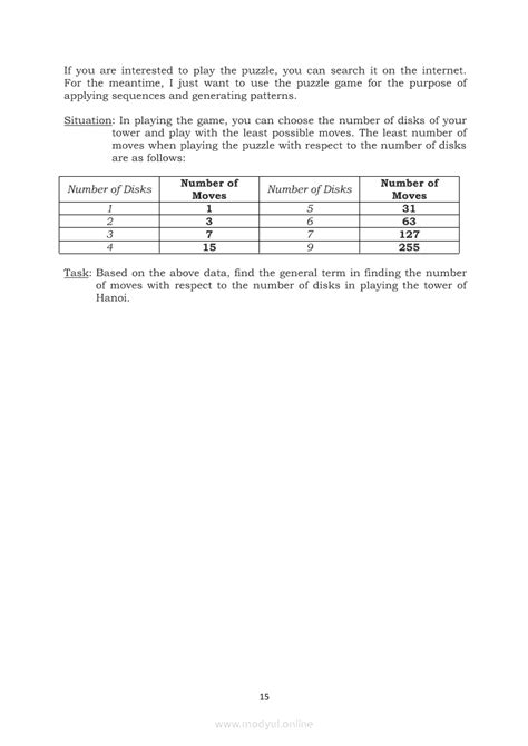 Math 10 Module 1 Generating Patterns Grade 10 Modules