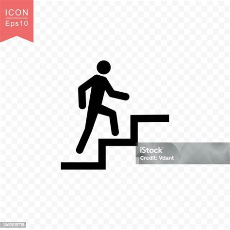 남자 등산 계단 아이콘 간단한 평면 스타일 벡터 일러스트 레이 션 계단에 대한 스톡 벡터 아트 및 기타 이미지 계단 등정 층계 Istock