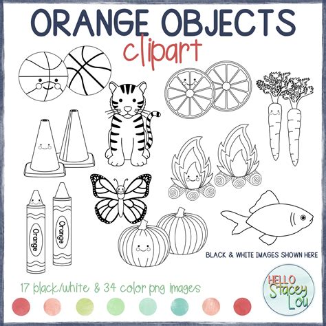 Orange Objects Clipart Etsy