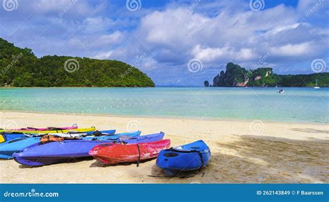 Koh Phi Phi Island Thaiand Colorful Kayaks On The Beach Of Koh Phi Phi Don Stock Image Image
