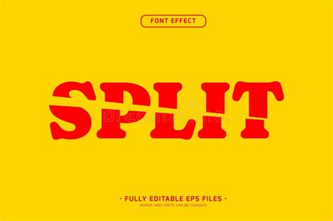 Split Text Effect Editable Vector Font Style Stock Vector