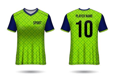 티셔츠 스포츠 디자인 축구 클럽을위한 축구 유니폼 균일 한 전면 및 후면보기 프리미엄 벡터