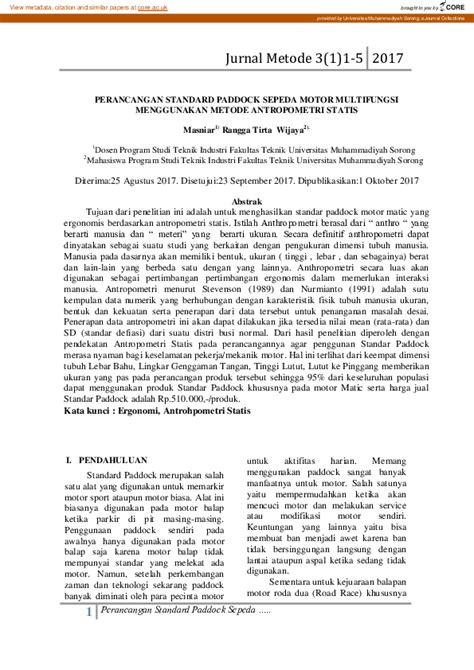 Pdf Perancangan Standard Paddock Sepeda Motor Multifungsi Menggunakan