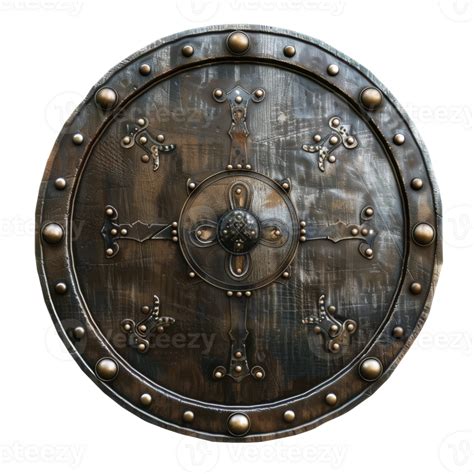 Ornate Medieval Round Shield With Emblem Circular Armor Shield
