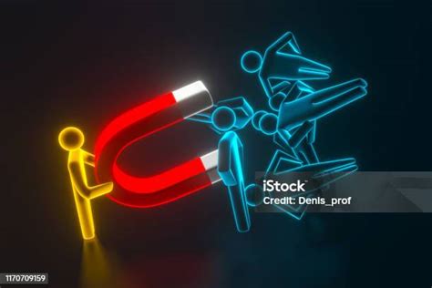 말굽 자석으로 인간의 그림을 당기는 사람의 손 3d 렌더링 3차원 형태에 대한 스톡 사진 및 기타 이미지 3차원 형태 개념 계획 Istock