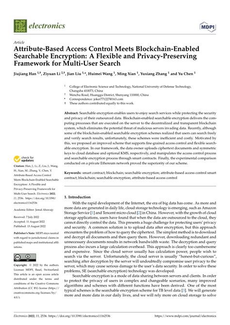 Pdf Attribute Based Access Control Meets Blockchain Enabled Searchable Encryption A Flexible