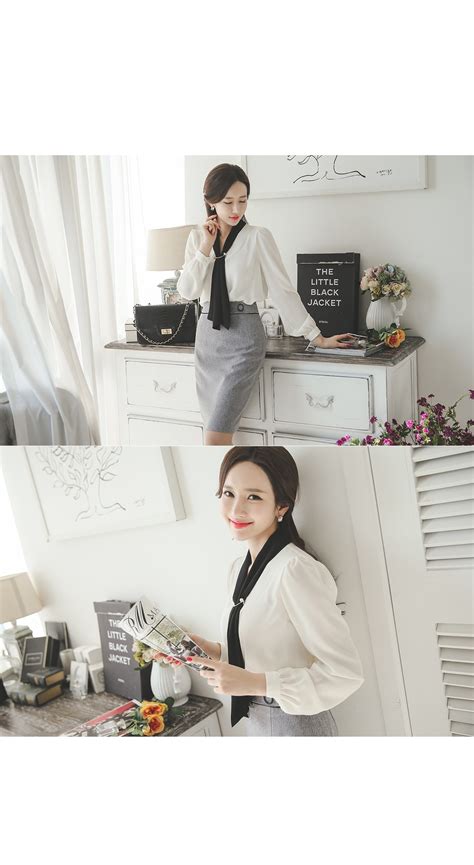 포멀 링버튼 라인 스커트