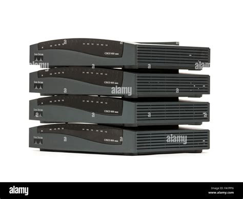 Stack Of Cisco Series Office Routers Stock Photo Alamy