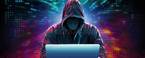 Hacker On A Laptop A Man Wearing A Hood On A Laptop Image Made Up Of
