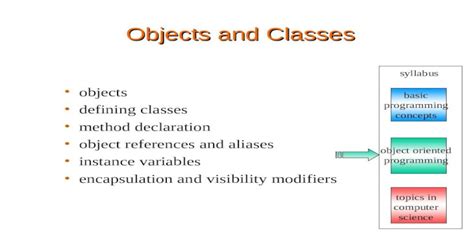 Objects And Classes Objects And Classes Objects Defining Classes Method