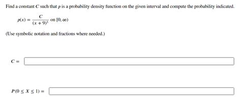 Solved Find A Constant C Such That P Is A Probability Chegg Com