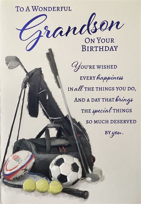 Grandson Birthday Greeting Card Sports 7”x5” Free P P Artofit