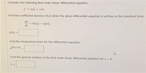 Solved Consider The Following First Order Linear