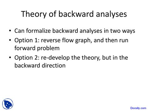 theory of backward analyses advanced compiler lecture slides docsity