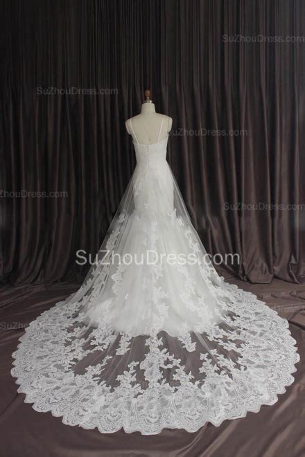 Sexy Lace Spaghetti Strap Mermaid Wedding Dress New Arrival Court Train