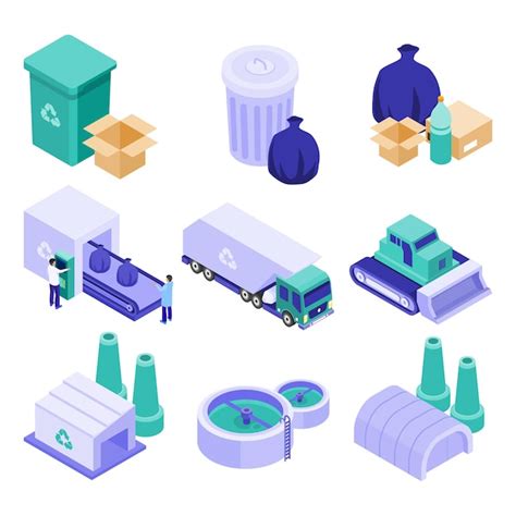 Premium Vector Garbage Recycling Isometric Icons